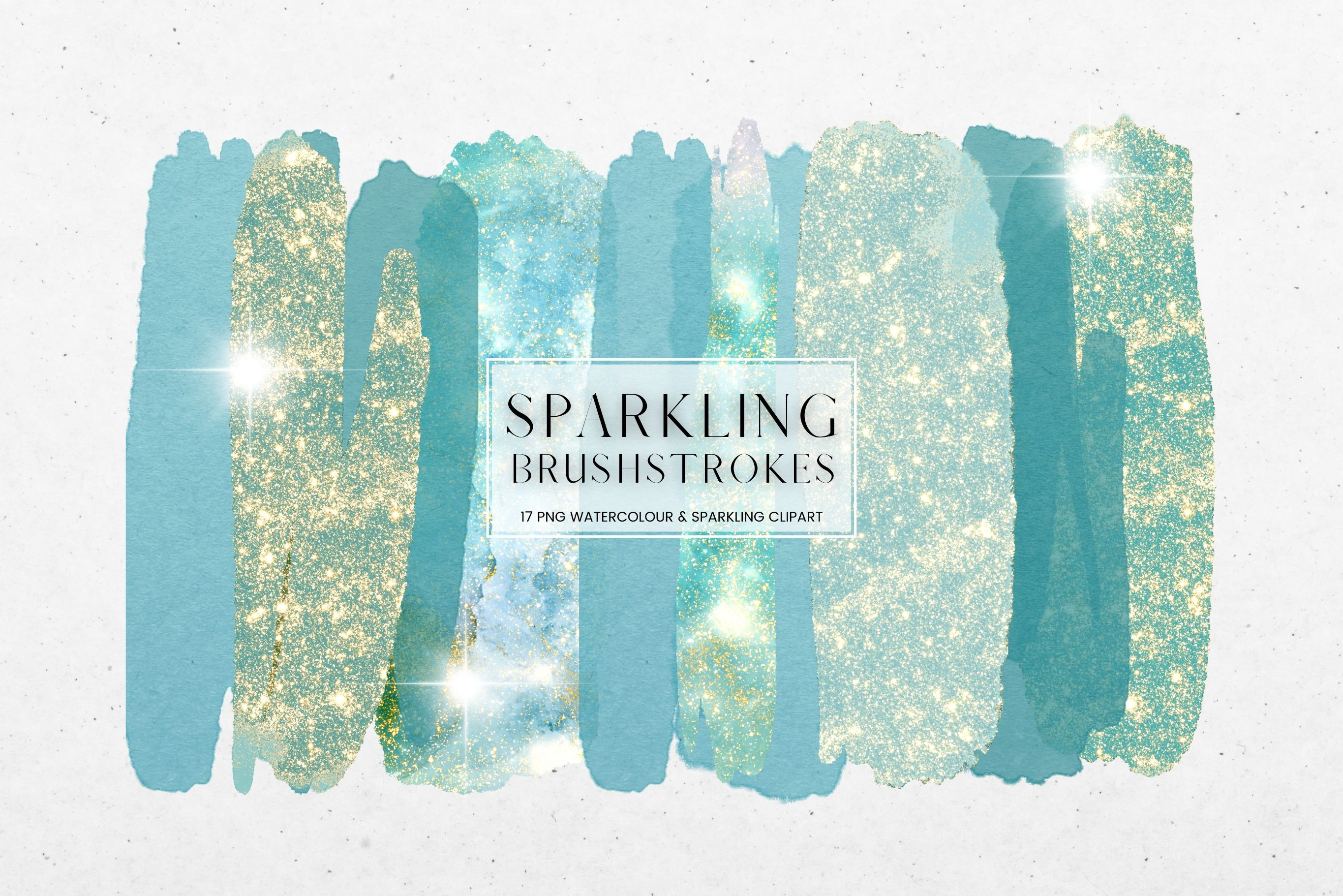 Blue Sparkling and Watercolour Brushstrokes