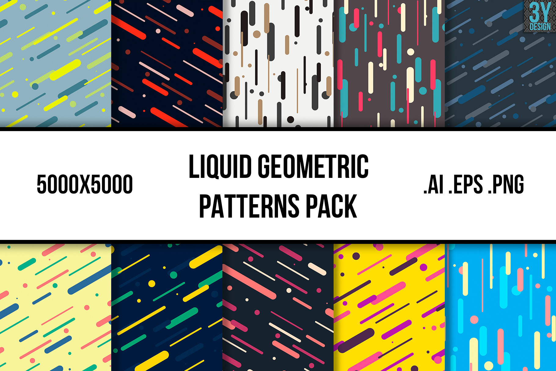 Liquid Geometric Patterns Pack, a Pattern Graphic by 3Y_Design
