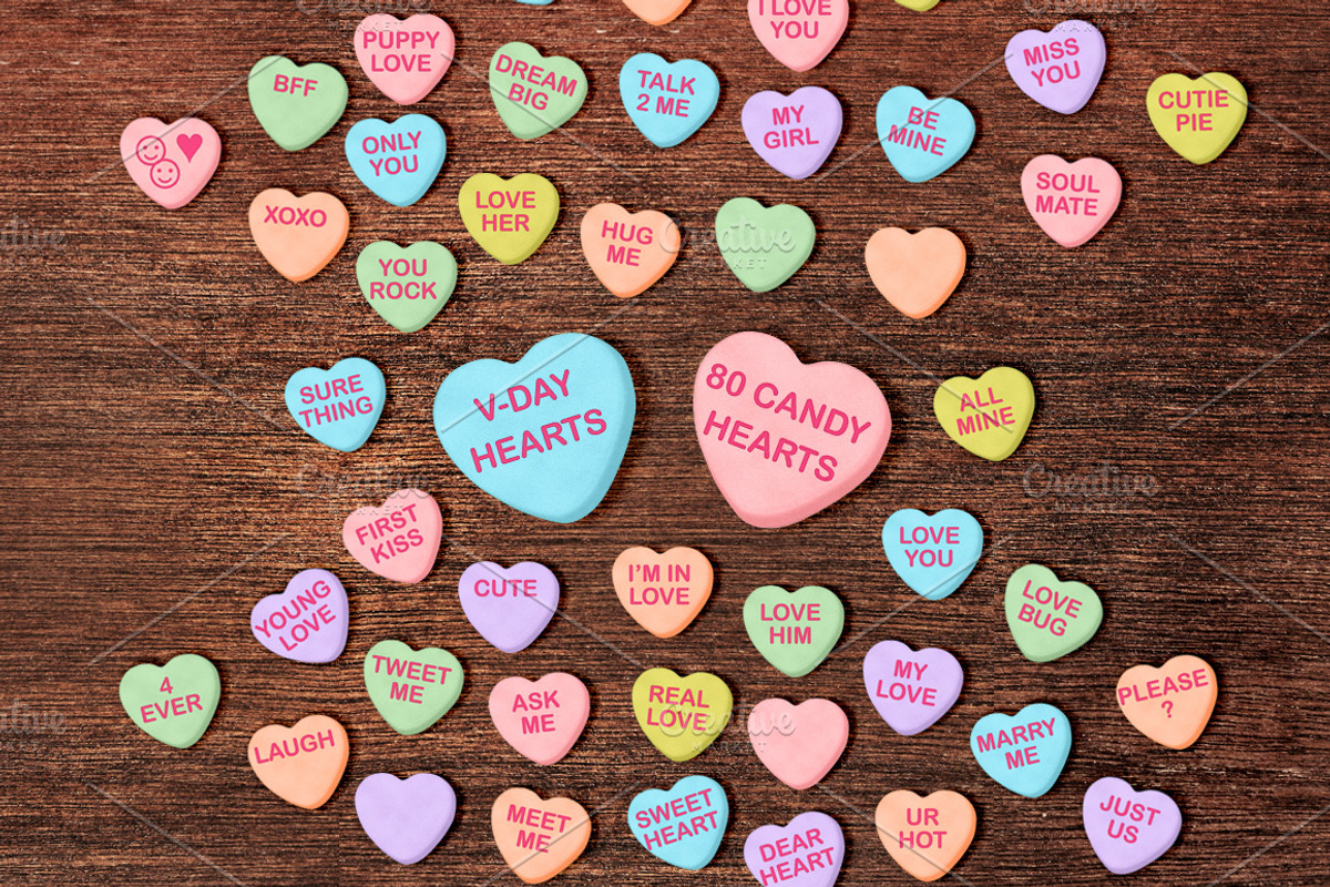 Conversation Hearts Candy Clipart, an Object Graphic by Paper Element