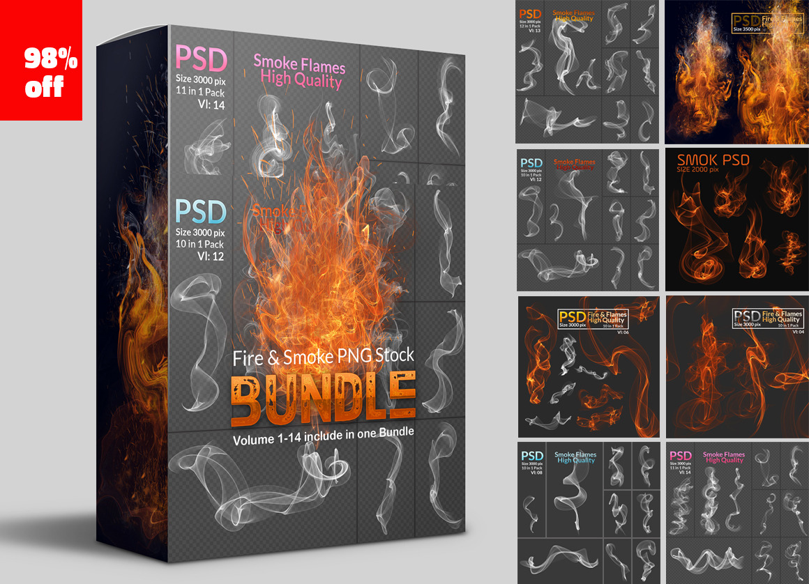 Fire & Smoke PNG Stock Bundle, a Shape Add-On by MRI STUDIO