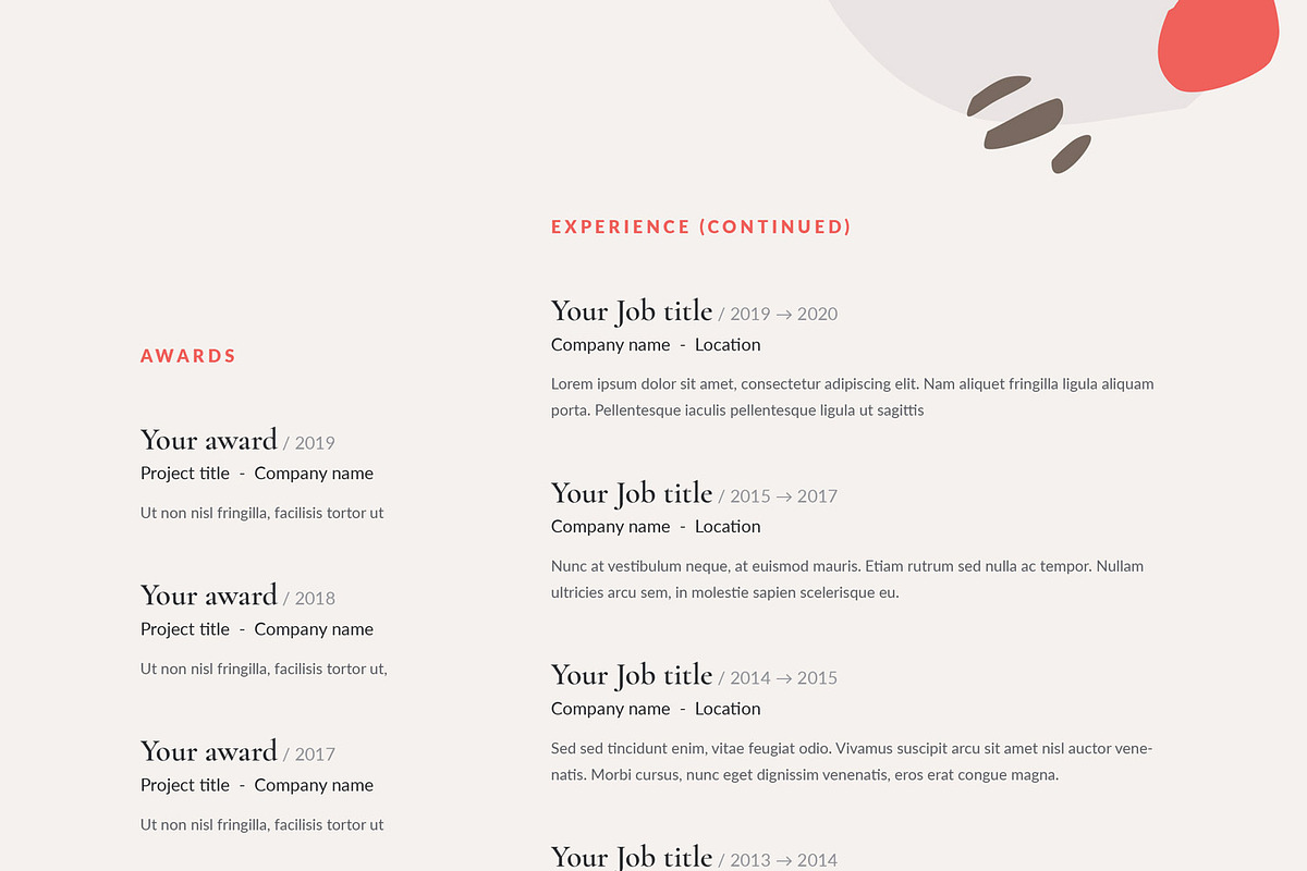 Jane | CV / resume template, a Resume Template by CV house