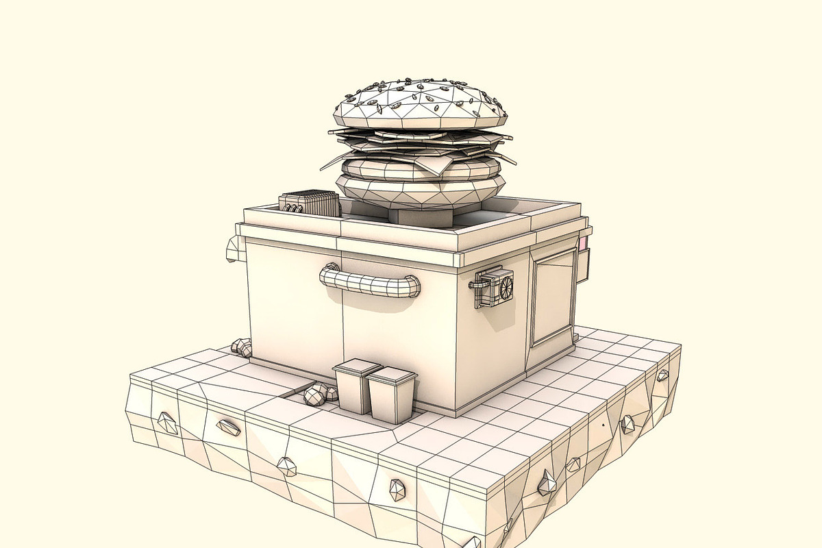 Low Poly Burger Cafe, an Architecture 3D Model by Low Poly Lab