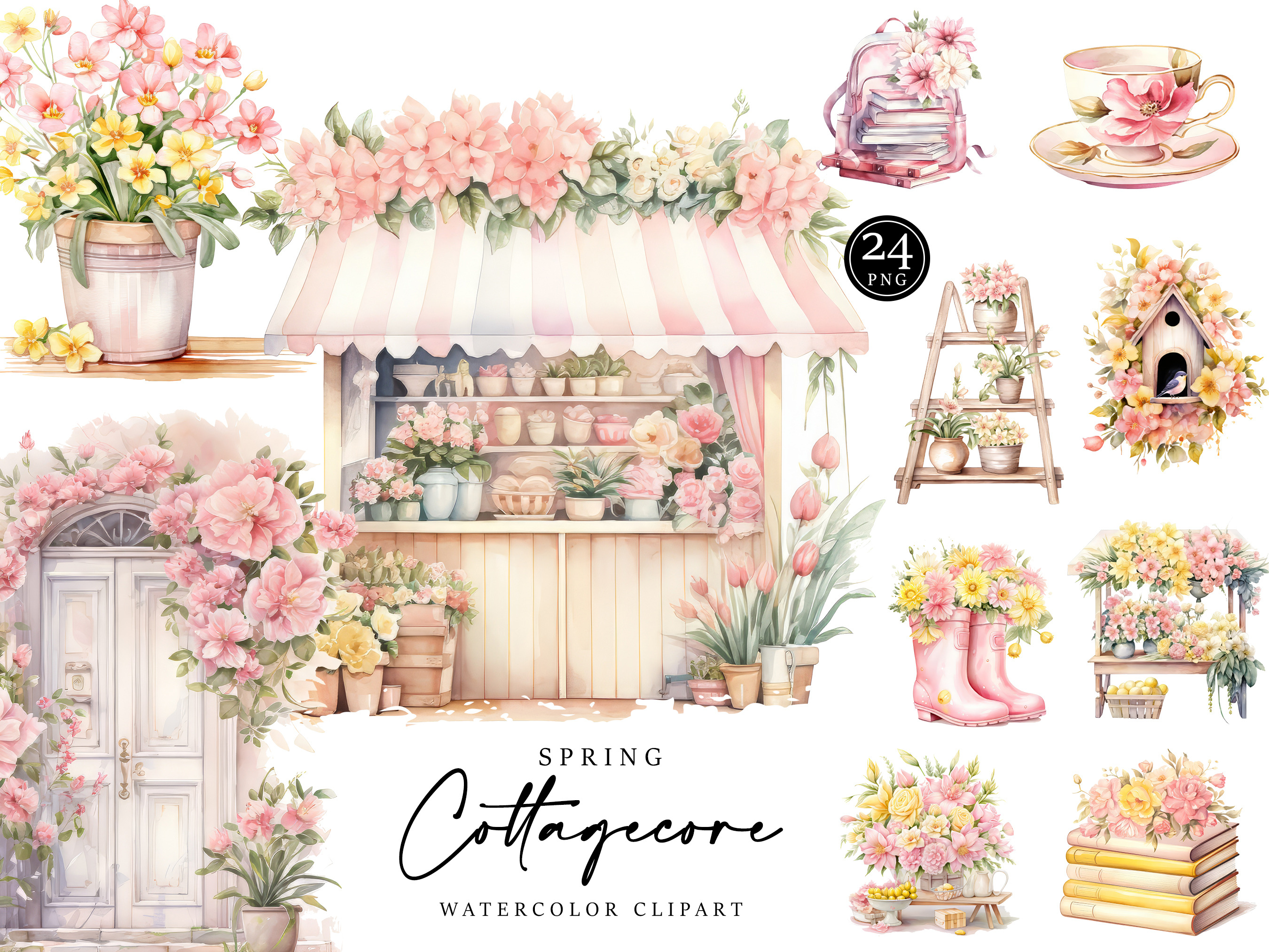 Spring Cottage Core Clipart Bundle, an Object Illustration by Design ...