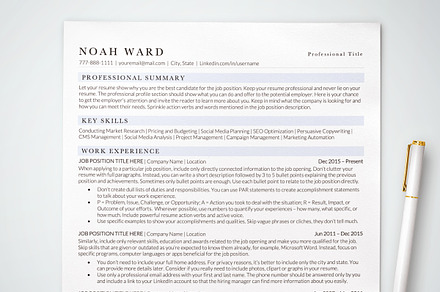 Resume - Rose Gold Glitter, a Resume Template by Graphic Template Co