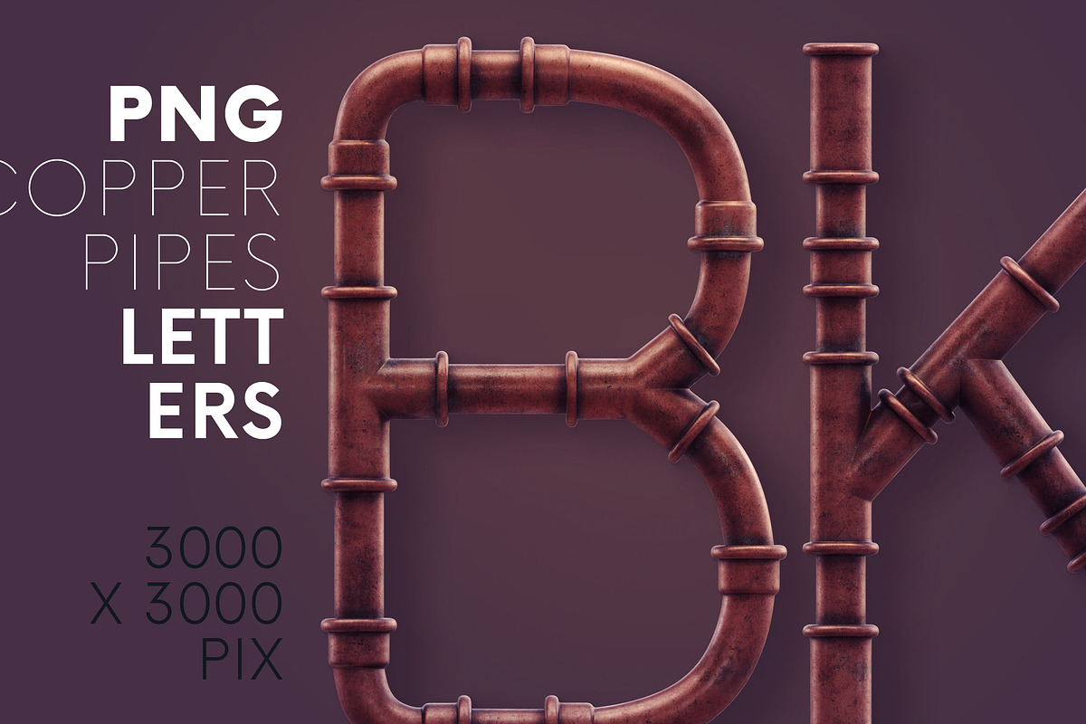 Copper Pipes - 3D Lettering, a Graphic by MIIM