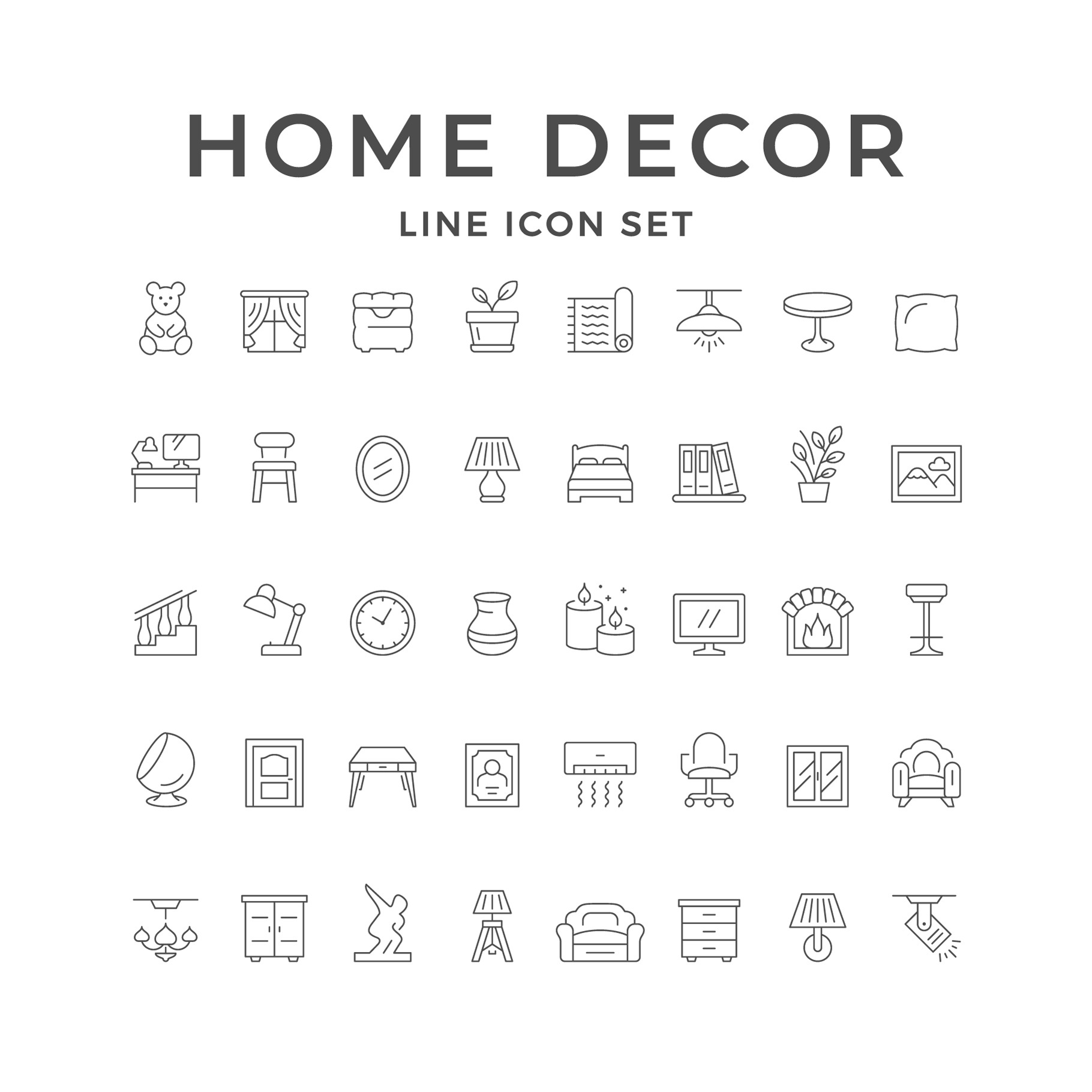 Set line icons of home decor | Outline Icons ~ Creative Market