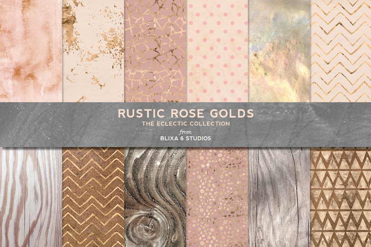 Rustic Rose Gold Textures & Patterns, a Pattern Graphic by Blixa 6 Studios
