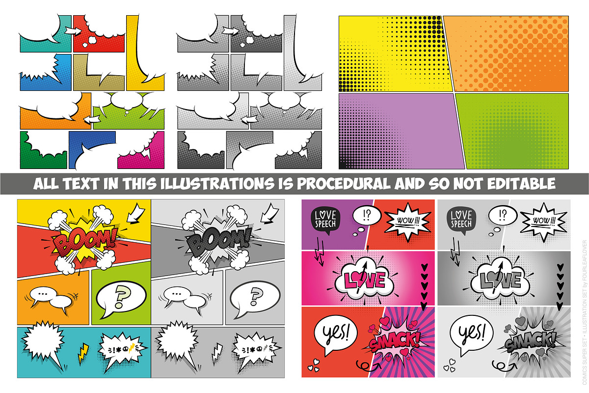 Comic Elements Vector HUGE Set!, an Illustration by FourLeafLover