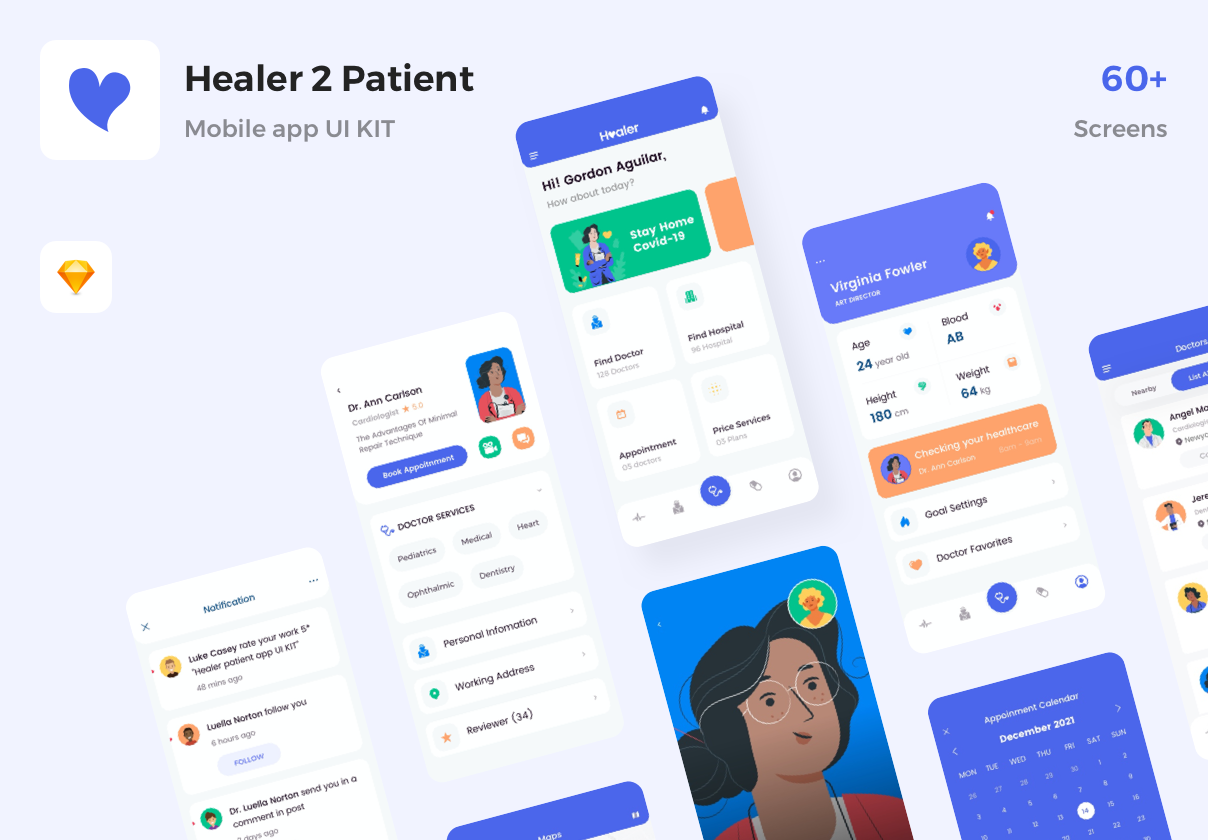 Healer 2 Patient Mobile UI KIT, an App Template by No.13