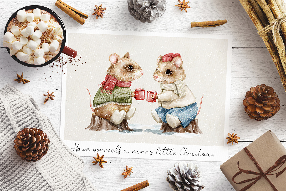 Christmas animals - watercolor set