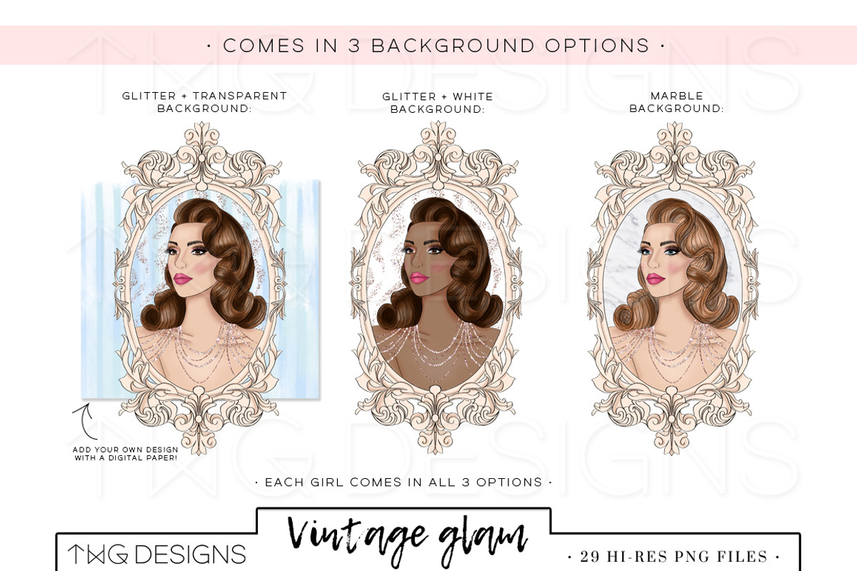 Fashion Girl Vintage Glam Clip Art, an Illustration by TWG Designs ...