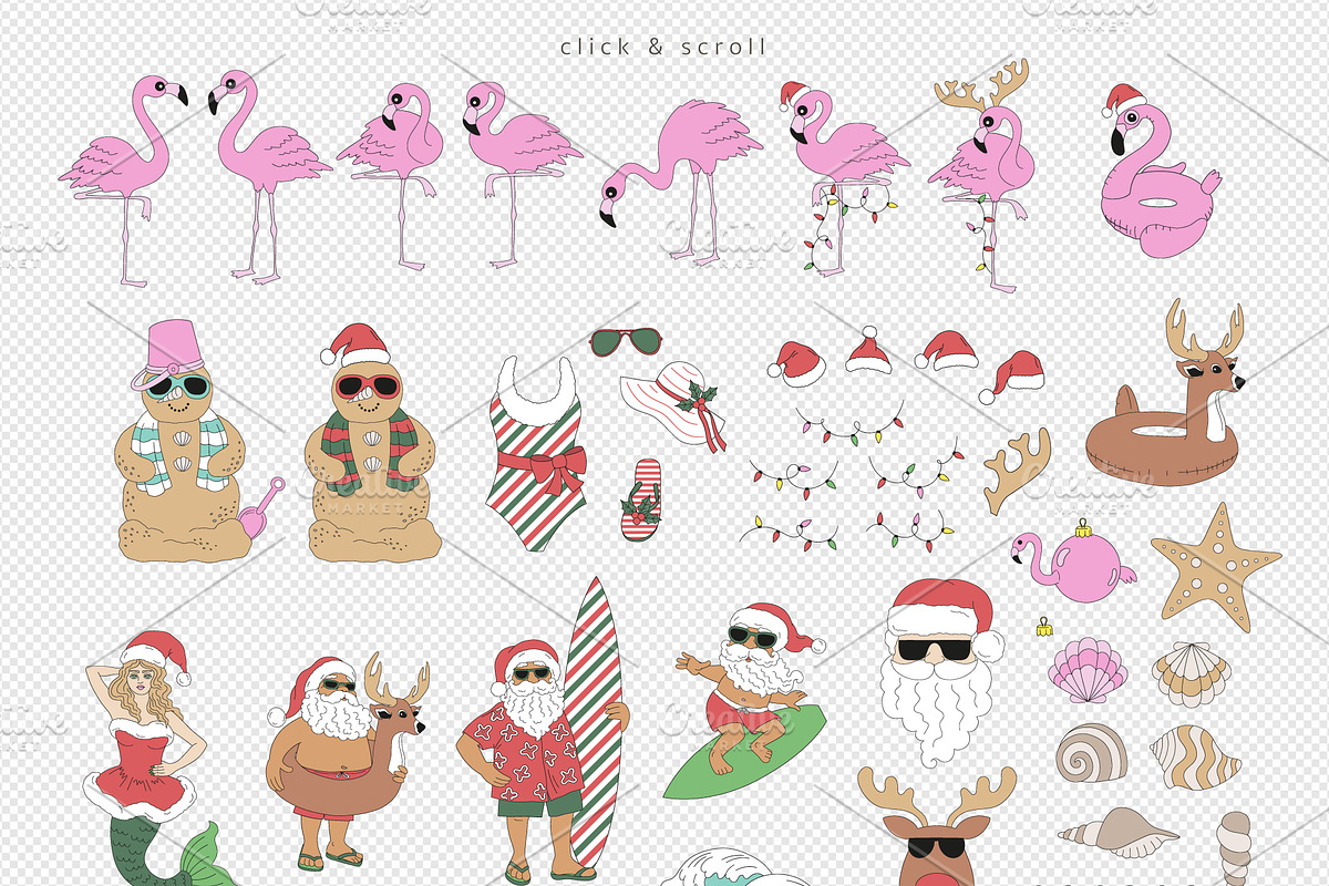 Tropical Beach Christmas clipart set, an Object Graphic by @olga.angelloz