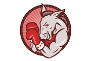 Democrat Donkey Mascot Boxer Boxing, an Animal Illustration by patrimonio