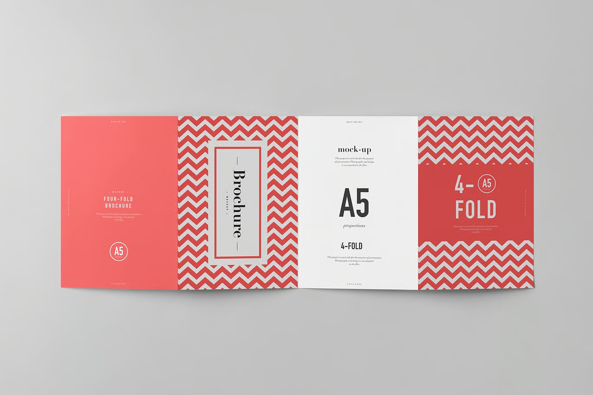 Four Fold A5 Brochure Mockup