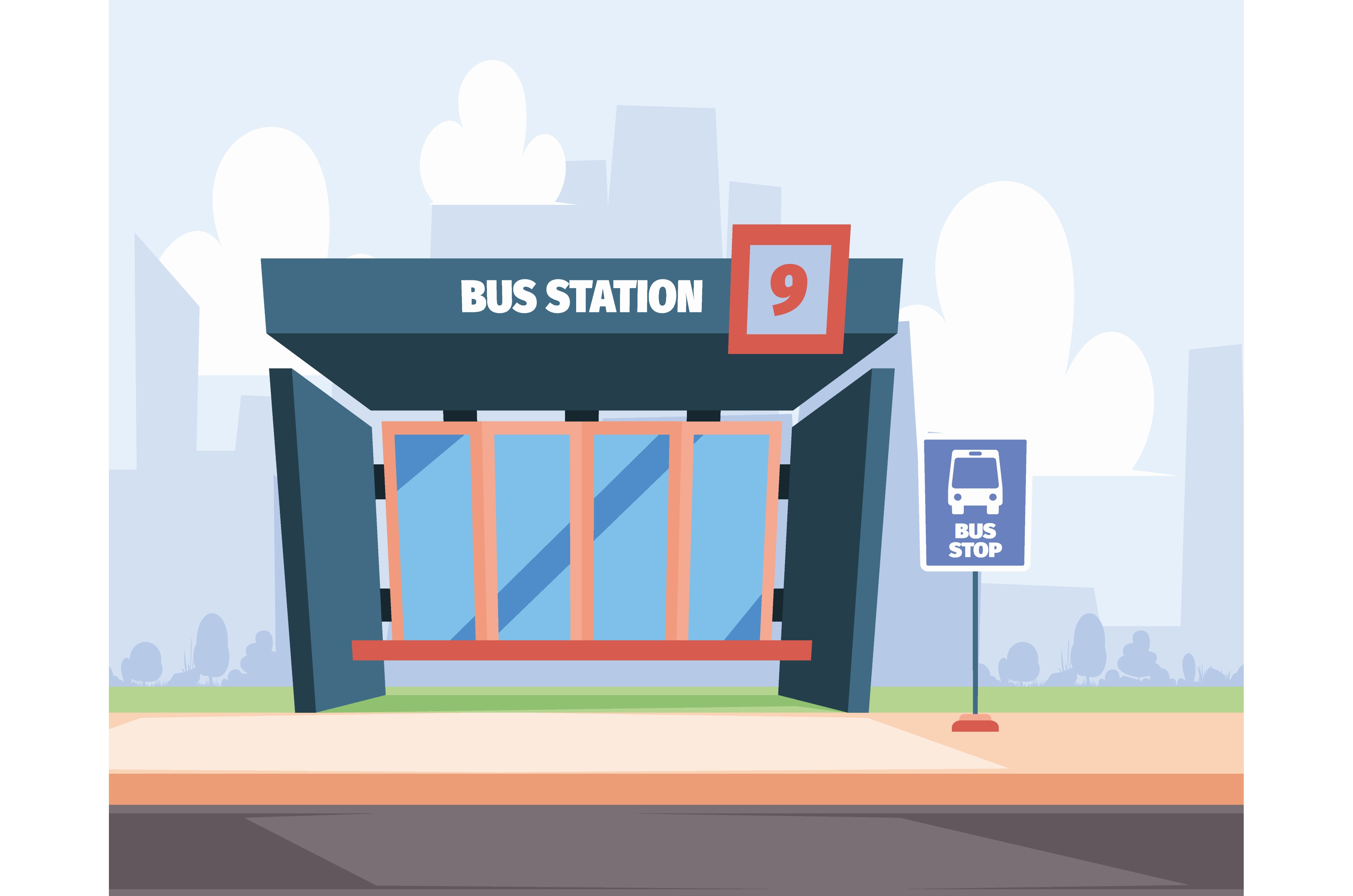 Bus station background. Urban, a Background Graphic by Onyx | Creative ...
