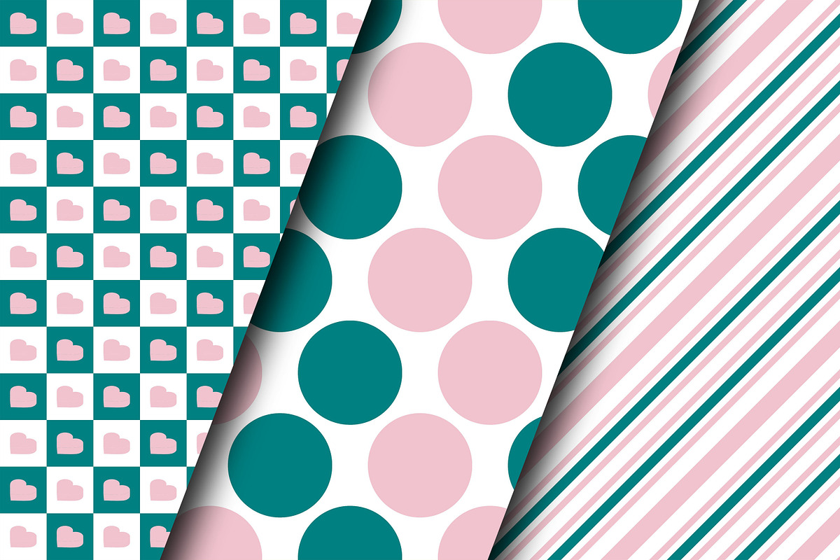 Pink & Teal Digital Paper Patterns
