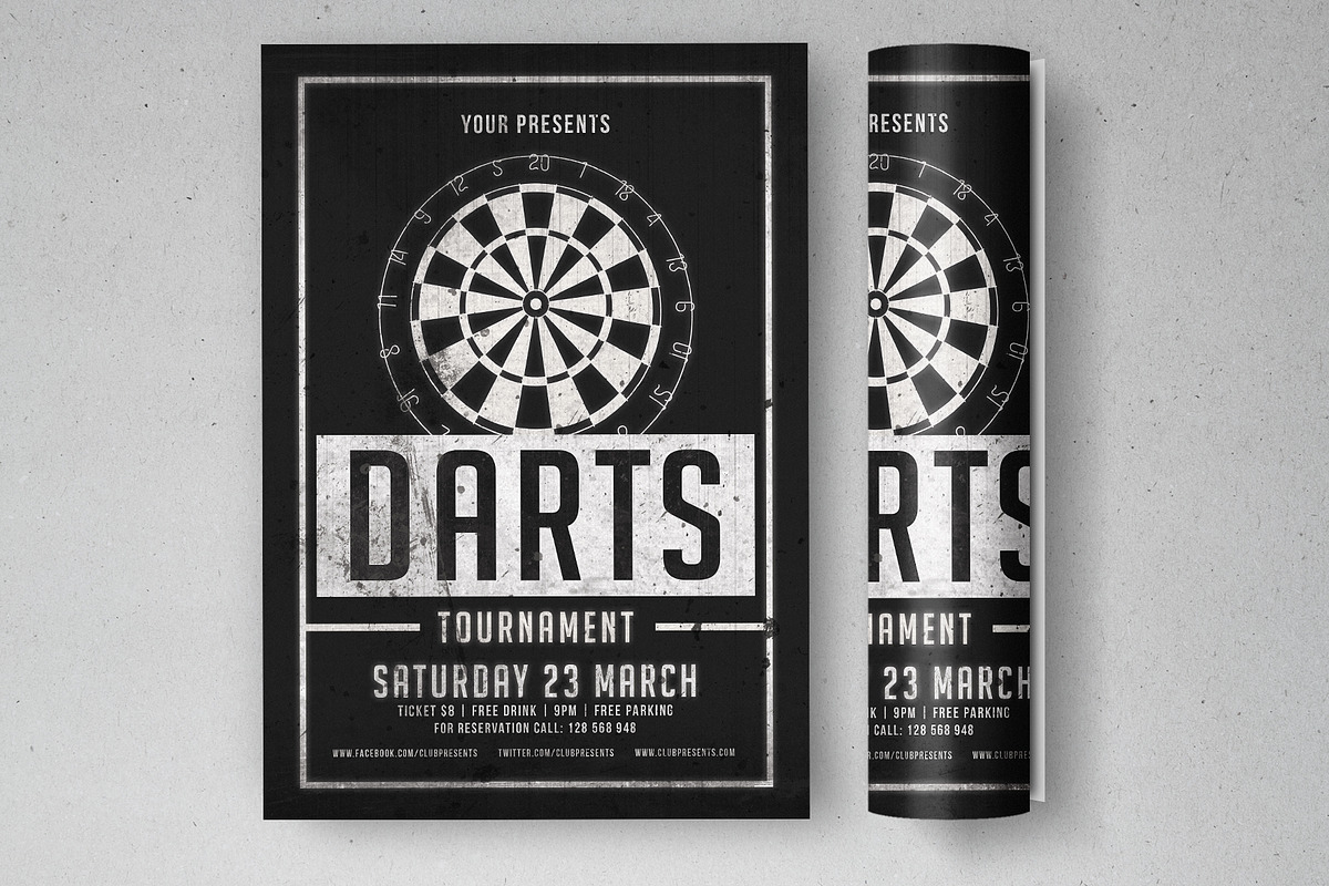 Darts Tournament Flyer, a Flyer Template by lilyshop