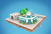 Cartoon City Block Cafe Building, an Architecture 3D Model by Low Poly Lab