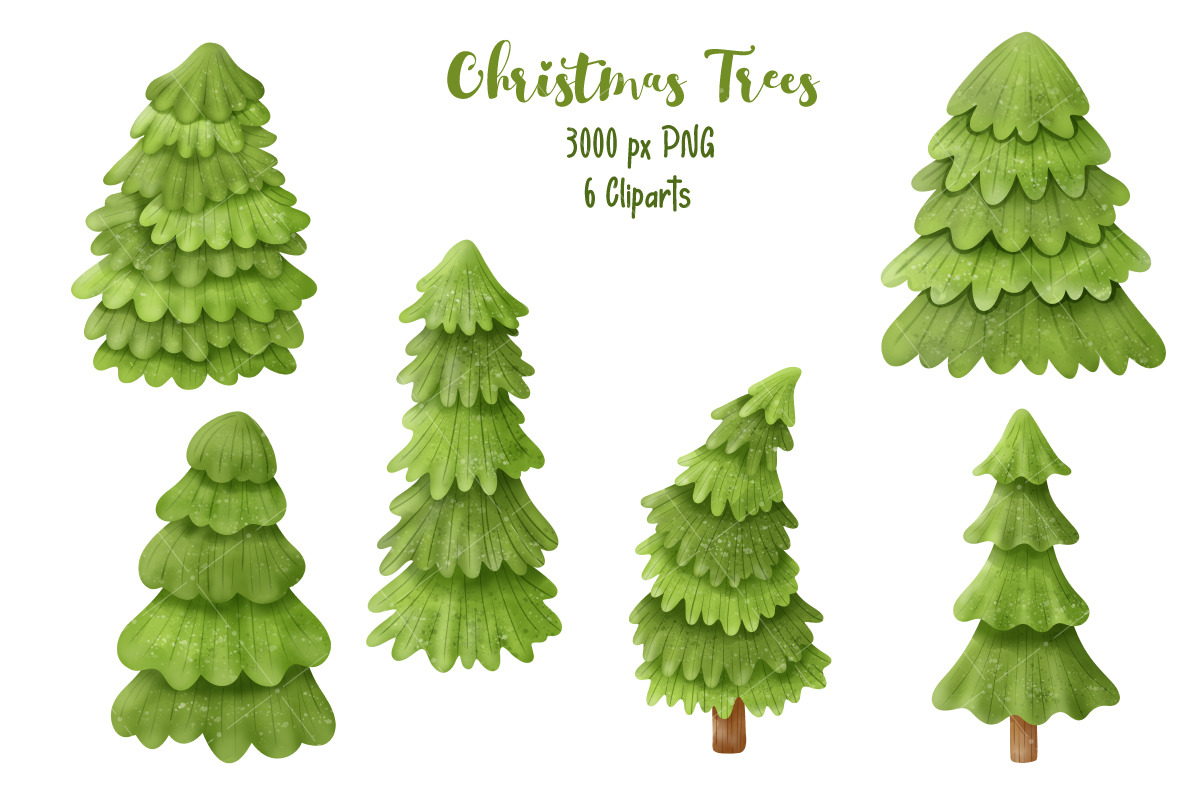 Christmas Trees Clipart Set, a Decorative Illustration by ...