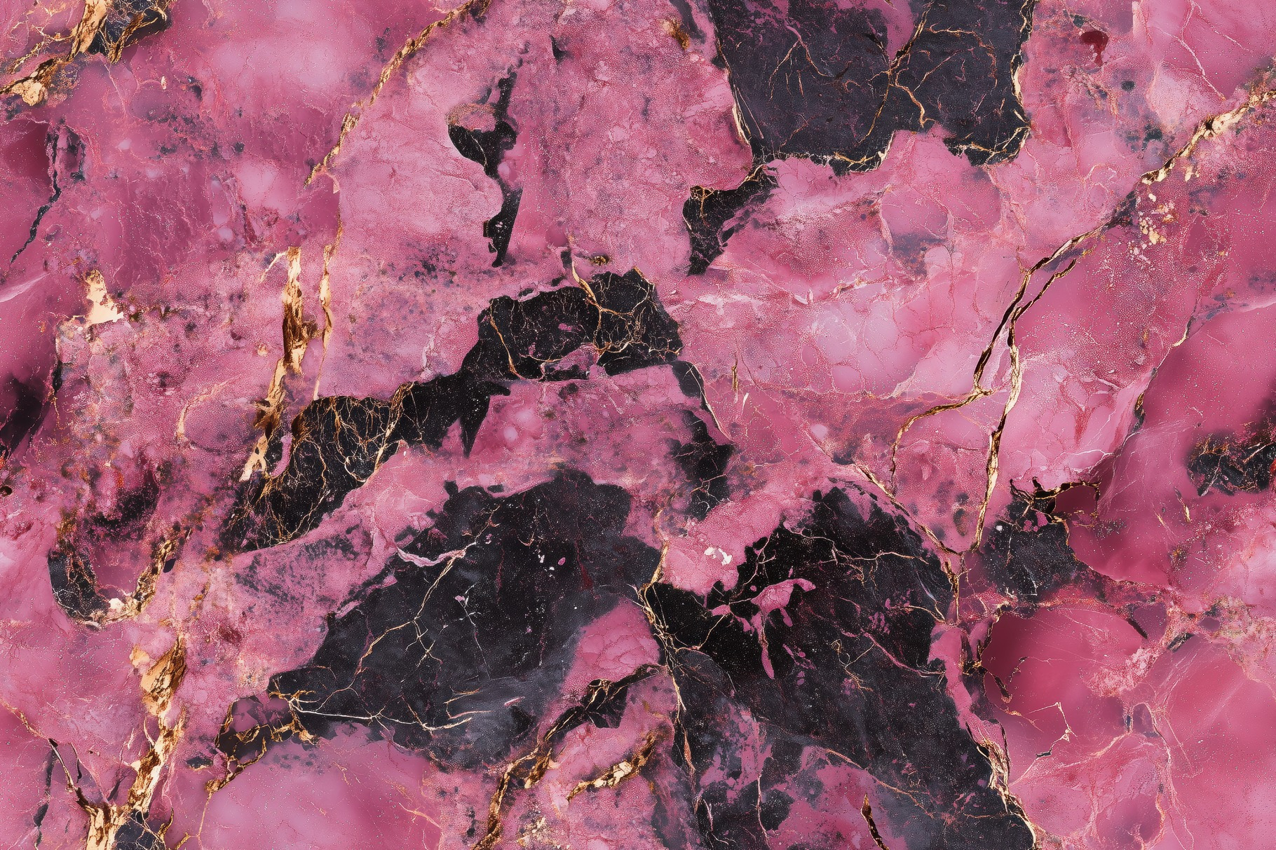 Seamless pink and black marble texture with golden veins, showcasing a ...