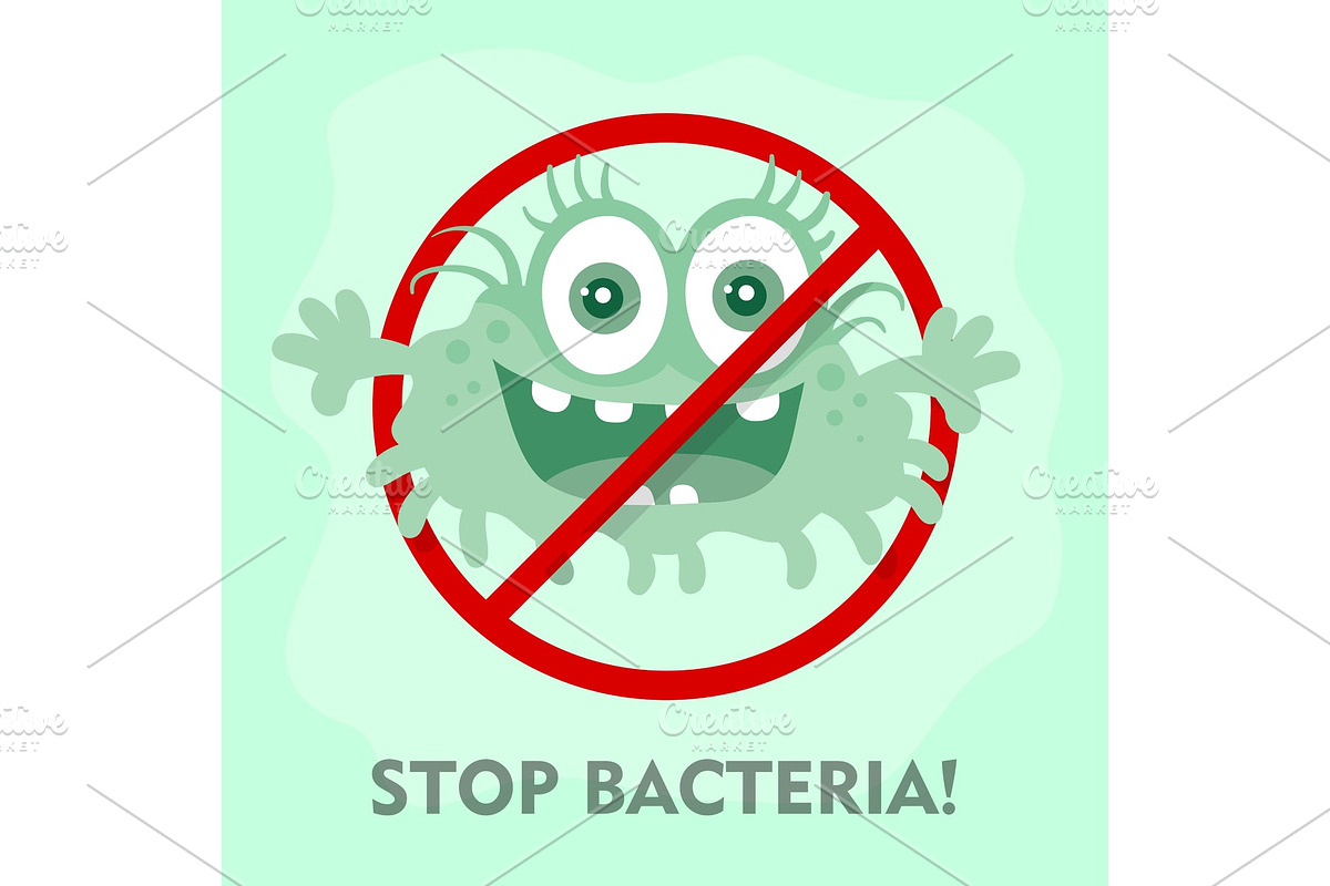 Stop Bacteria Cartoon Vector, an Object Graphic by robuart | Creative ...