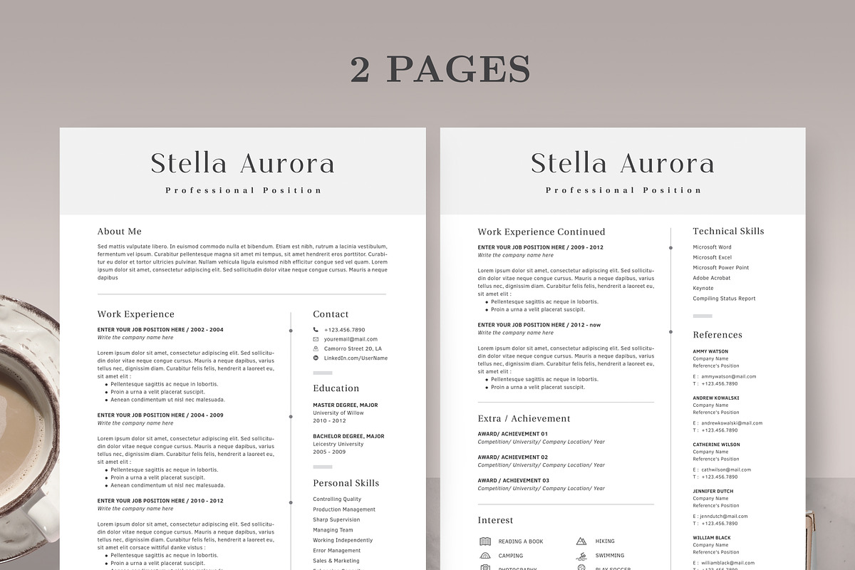 Professional Resume Template RE013, a Resume Template by Draca Design Co