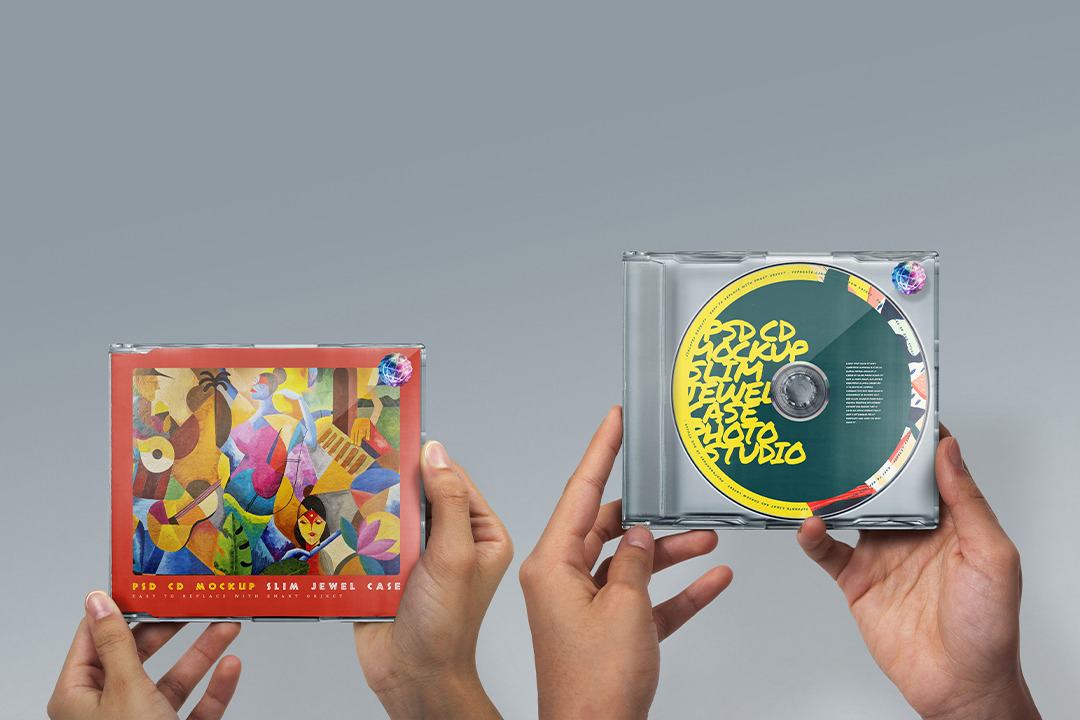 Hands Holding CD Mockup Jewel Case