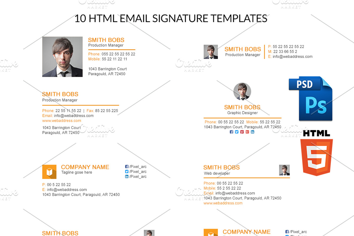 EMAIL SIGNATURE TEMPLATE WITH HTML, a Templates & Theme by pixel_arc