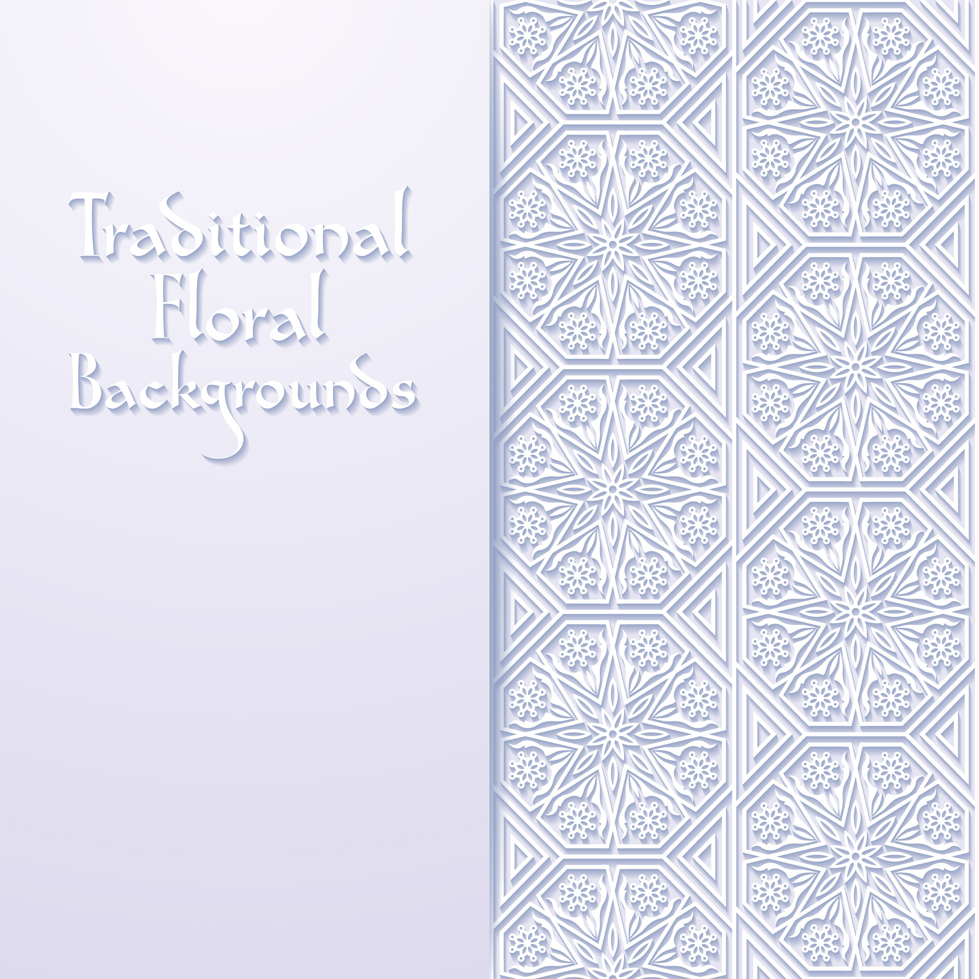 Traditional Floral Backgrounds Set, a Decorative Illustration by Absent A