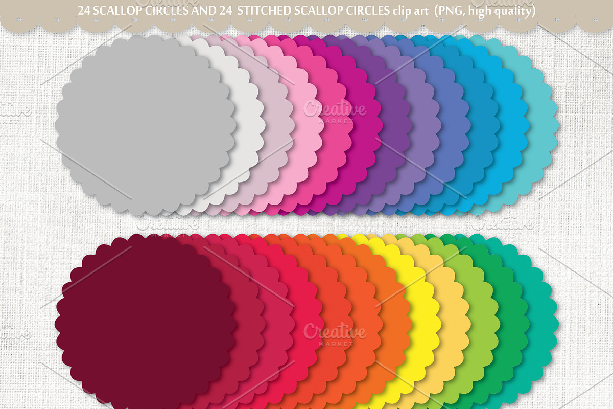 Clip arts Scallop circles, an Illustration by burlapandlace