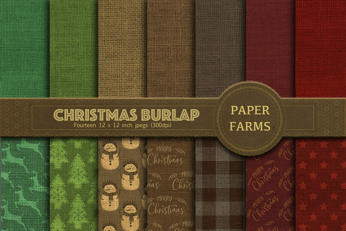 Christmas burlap digital paper, a Pattern Graphic by Paper Farms