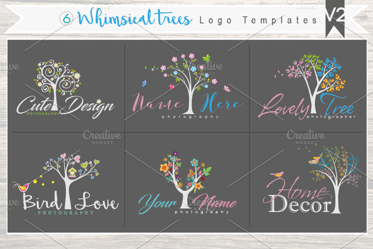 6 Whimsical trees Logo Bundle - V2, a Branding & Logo Template by ...