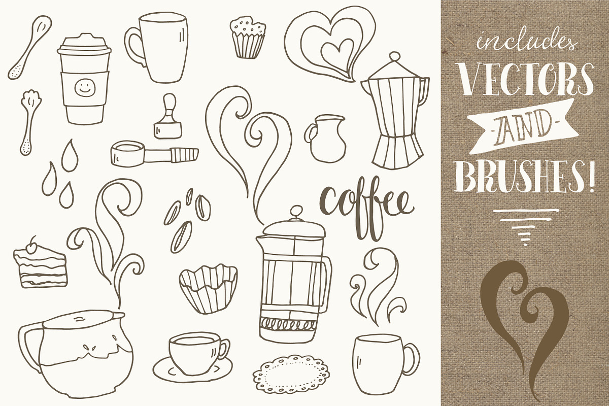 Coffee Clipart Doodles + Vectors!, a Graphic by The Pen and Brush