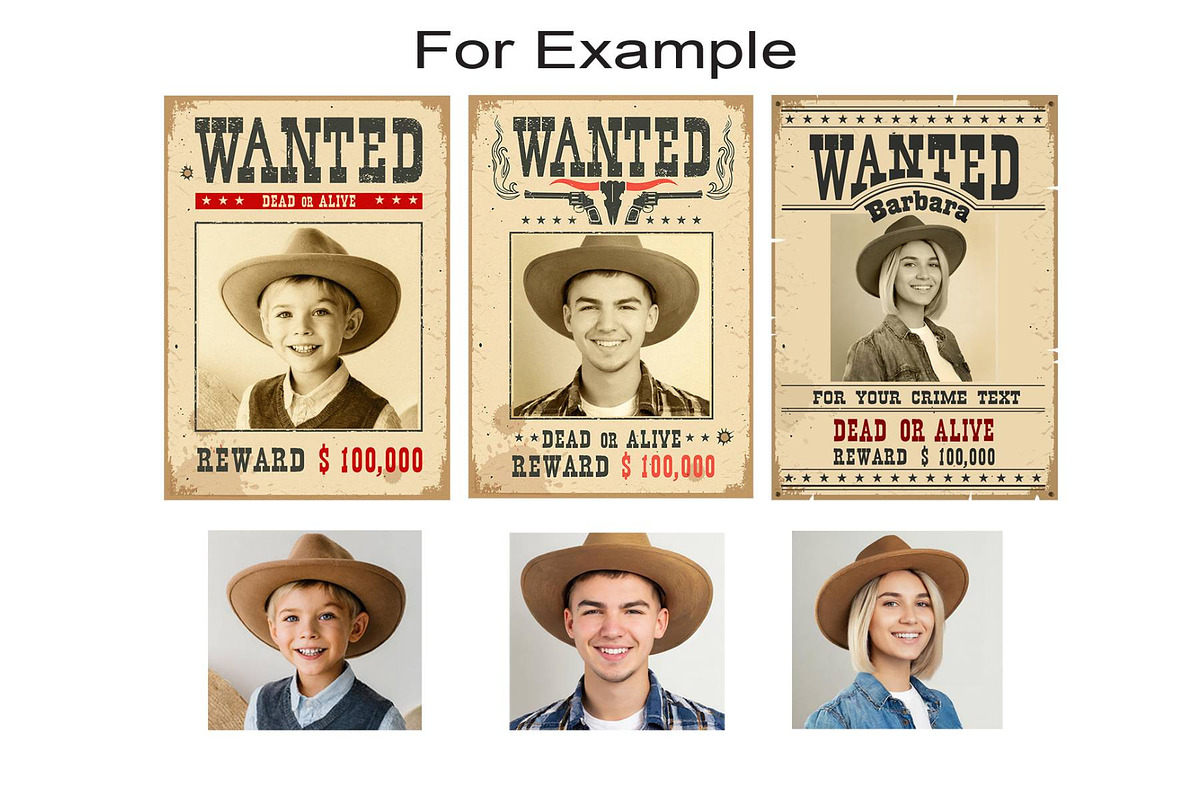 Wanted Poster Western for portrait, an Illustration by TanchaArt