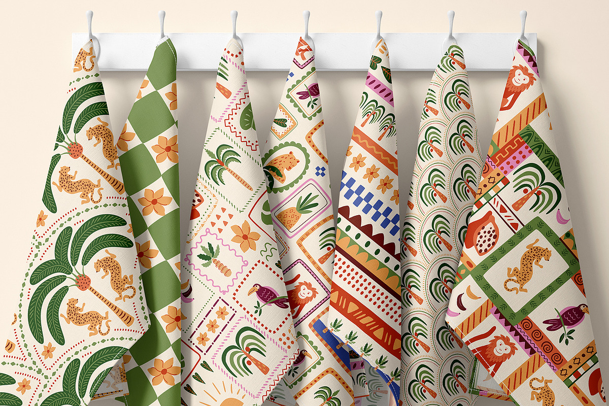 Bright tropical patchwork background