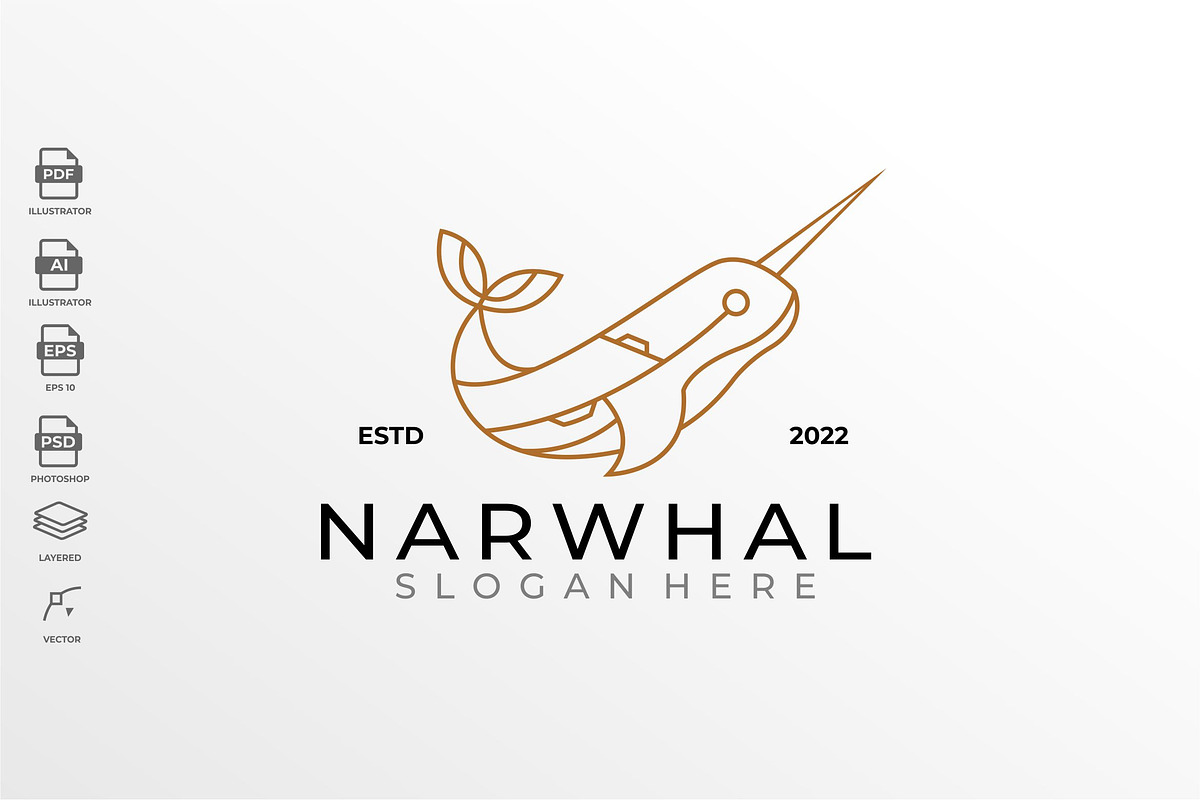 Lineart Geometric Narwhal Logo, a Branding & Logo Template by Rupture ...