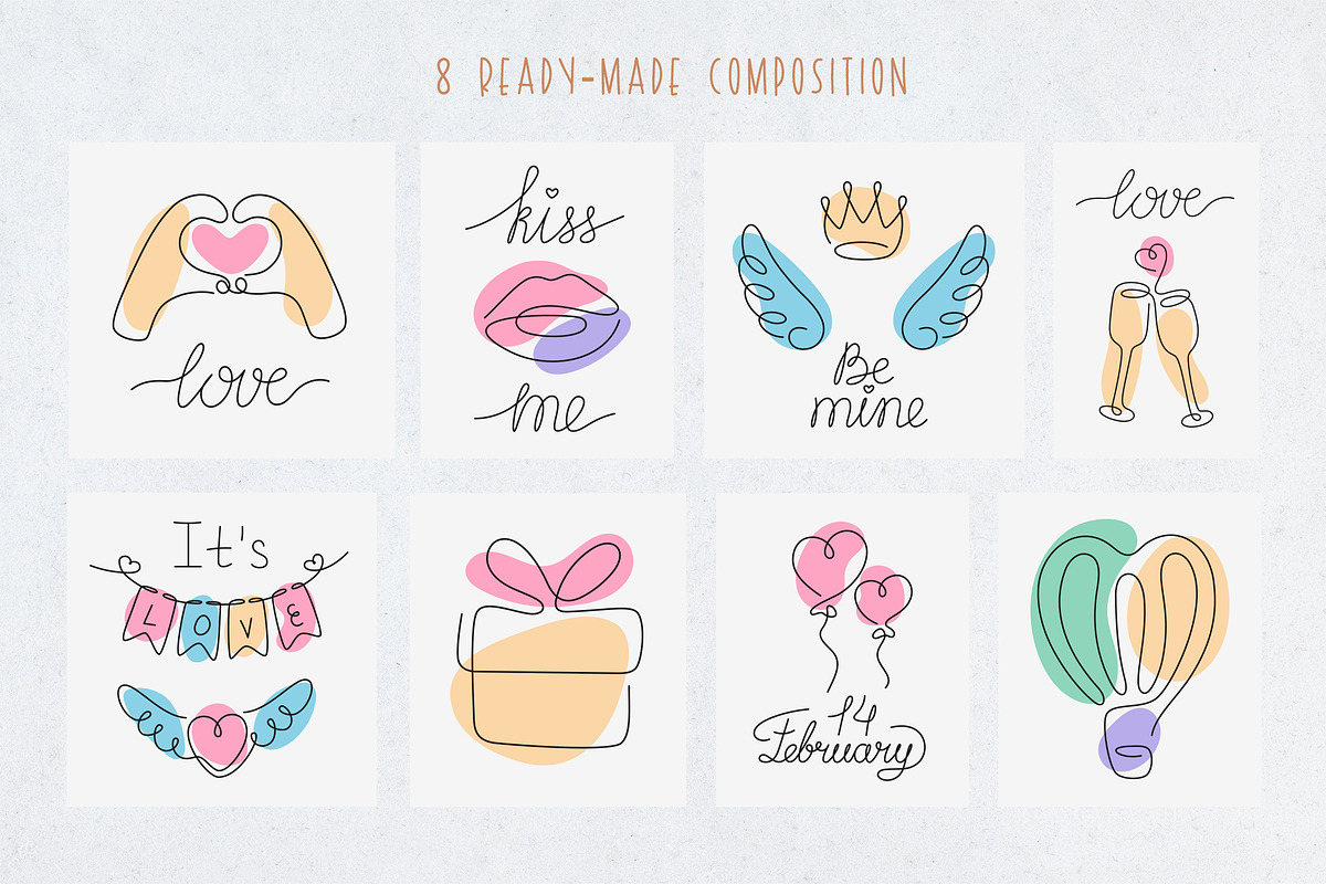 Valentine's Day one line art | Creative Market