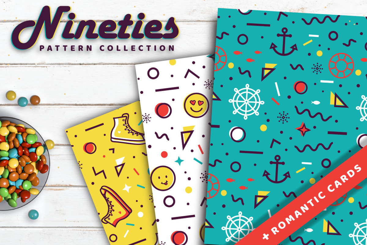 Nineties Patterns Collection, a Pattern Graphic by JuliaMalinovskaya