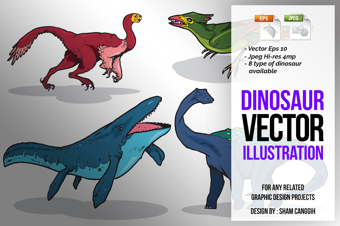 Dinosaur Vector Illustration, an Illustration by SCworkspace | Creative ...