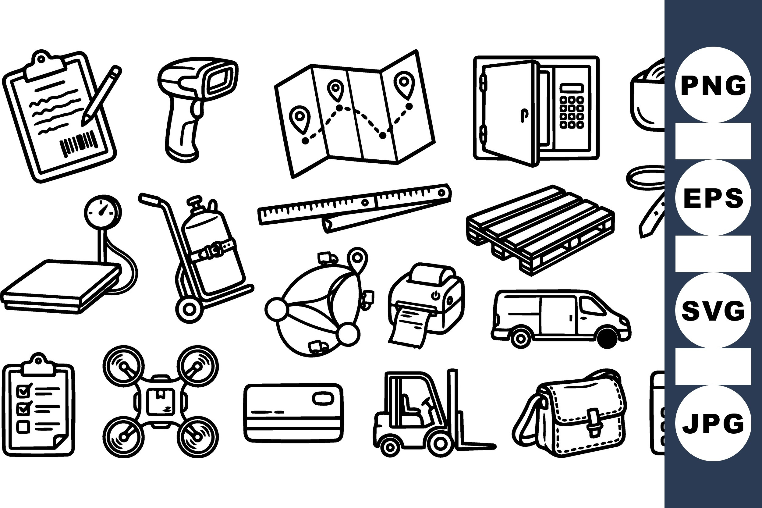 Logistics And Shipping Icon Set, an Illustration by designvectx