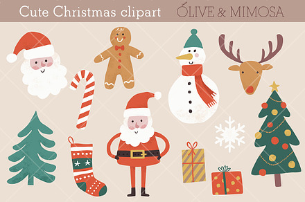 Christmas Vector Flat Clip Art | Decorative Illustrations ~ Creative Market