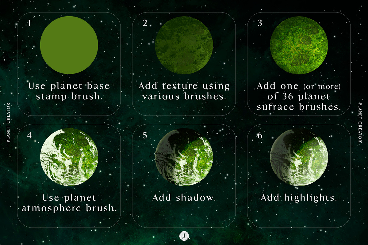 Planet Creator Procreate Brushes, a Brush Add-On by Freezerondigital