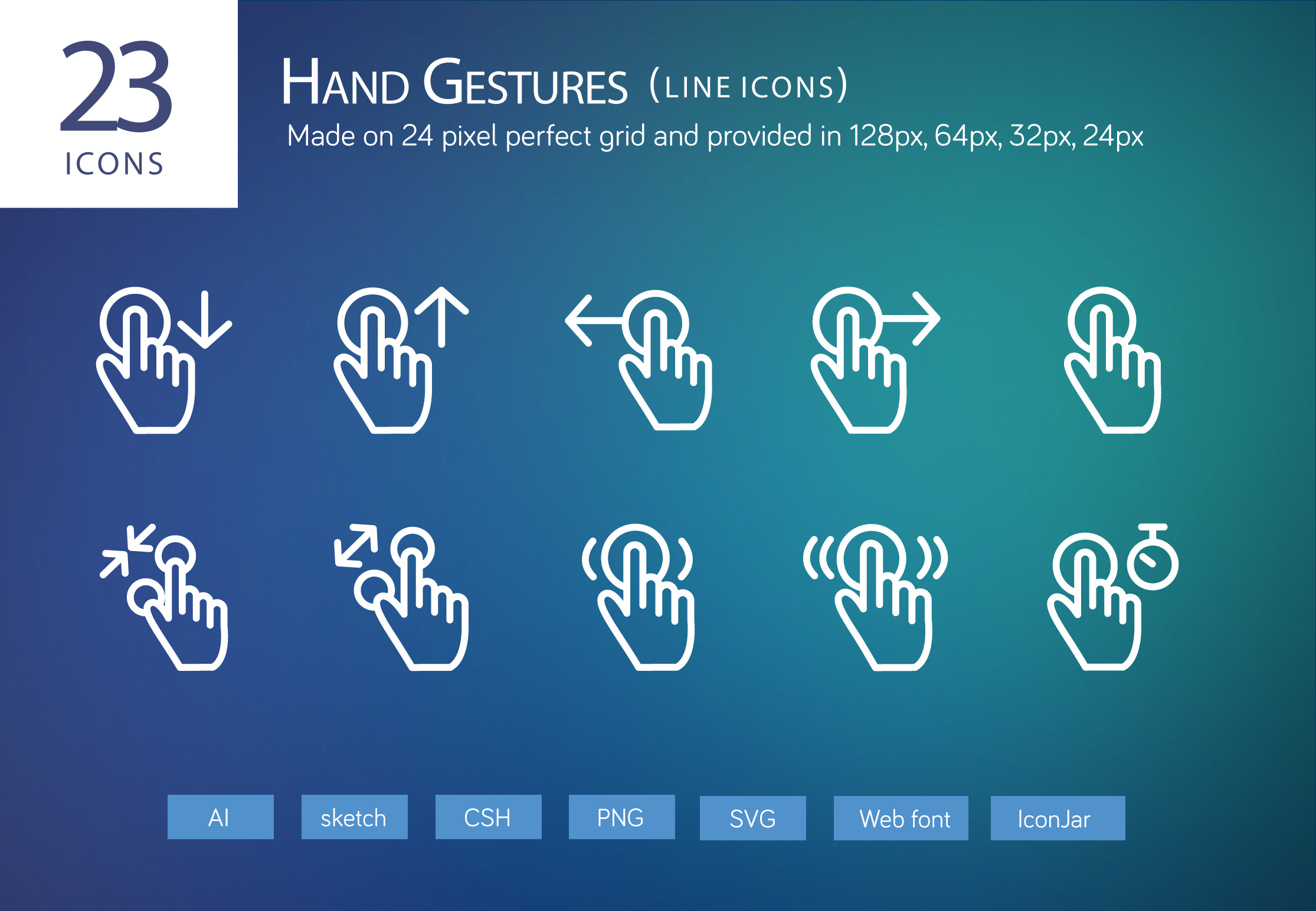 23 Hand Gestures Line Icons, an Outline Icon by Vectopus.com