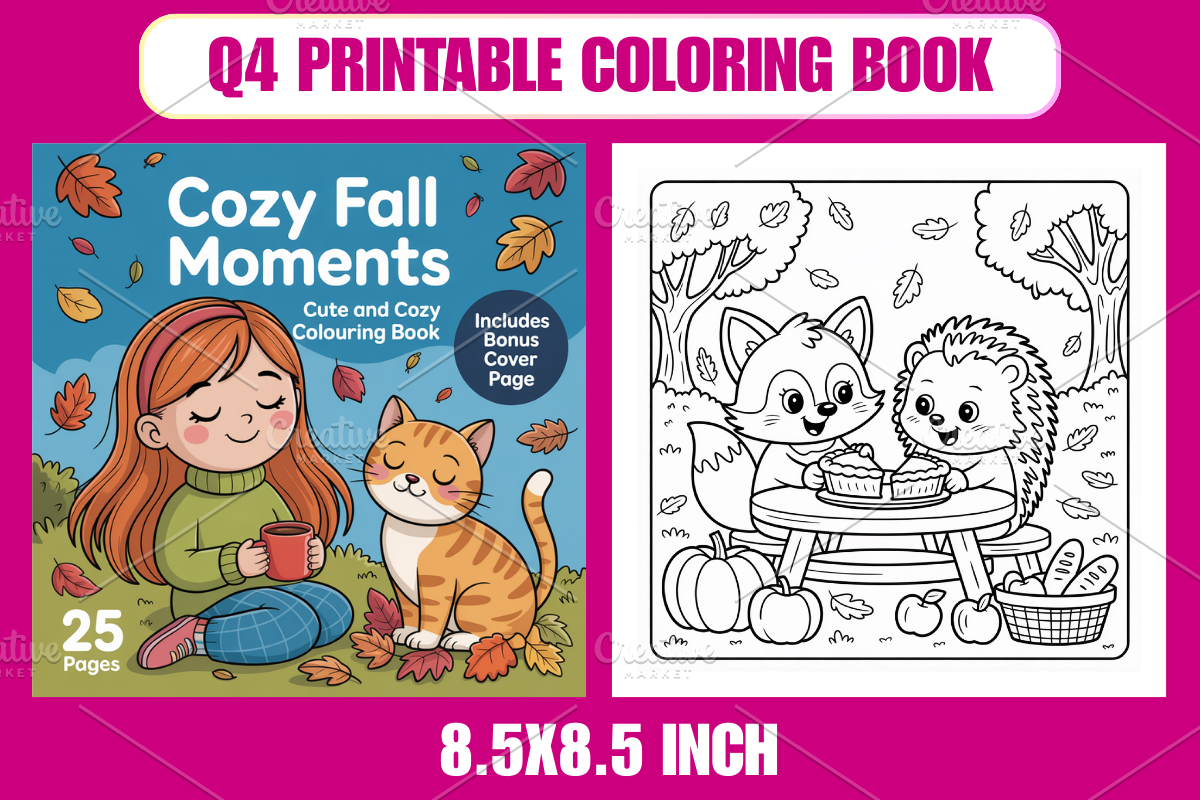 Cozy Fall Moments Coloring Pages, a Seasonal Illustration by Design ...