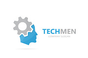 Vector of man and gear logo combination. Face and mechanic symbol or ...