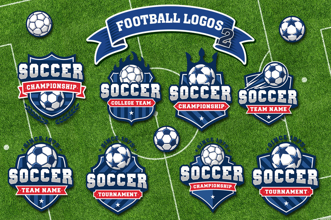 Soccer and Football Logos 2, an Illustration by Pingebat