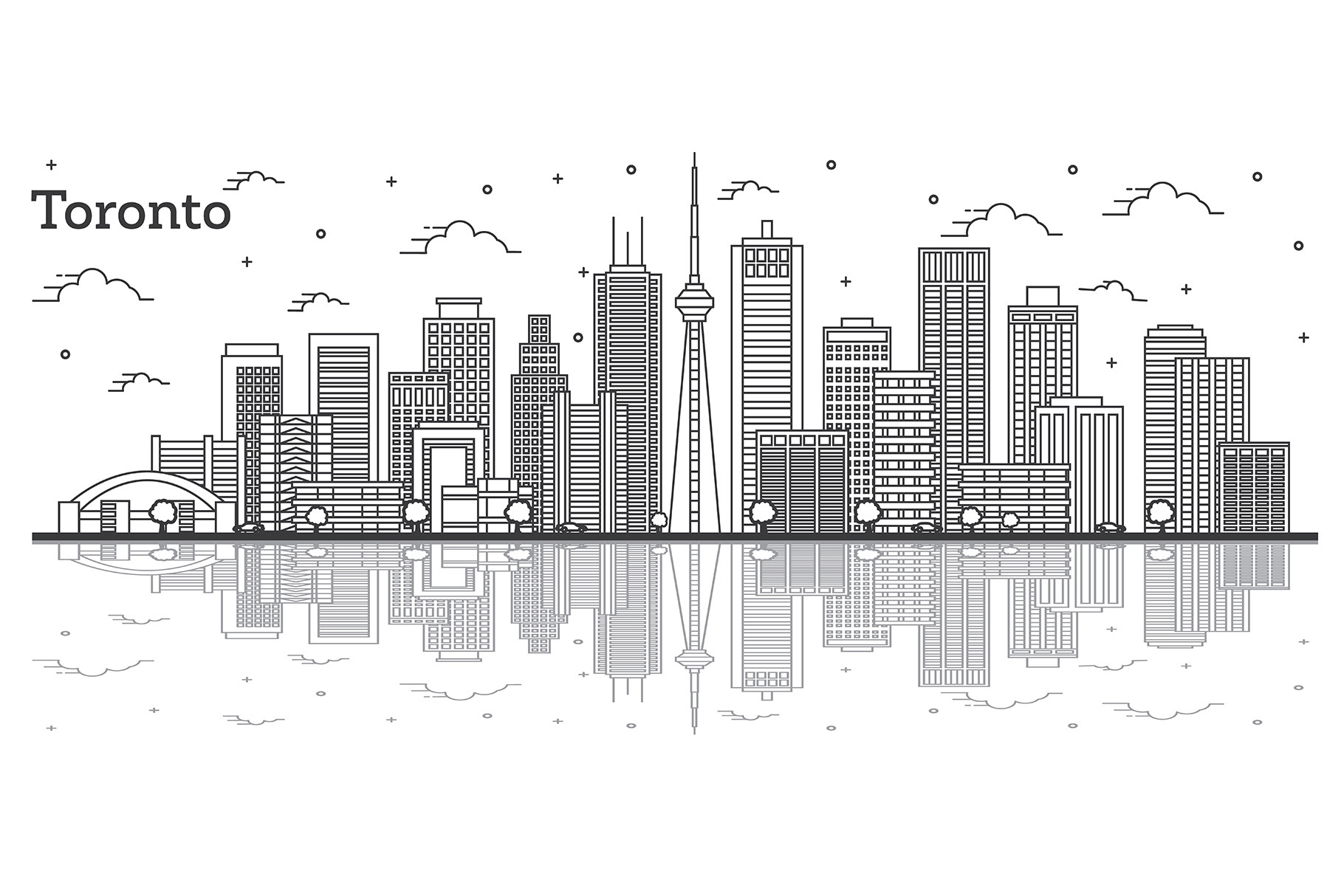 Outline Toronto Canada City Skyline, a Person Illustration by Booblgum