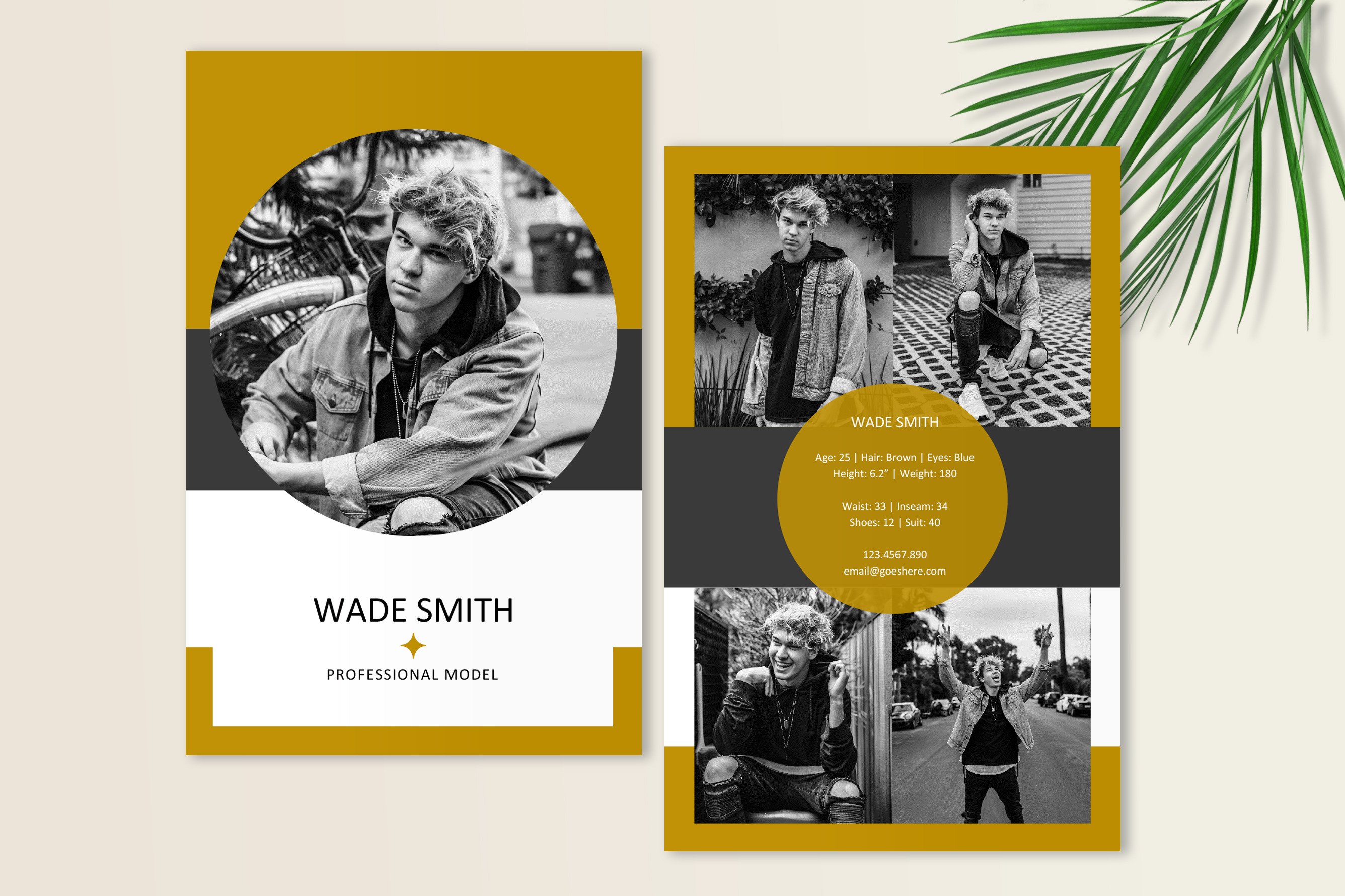 Modeling Comp Card Black & Gold, a Stationery Template by Stanin Studio