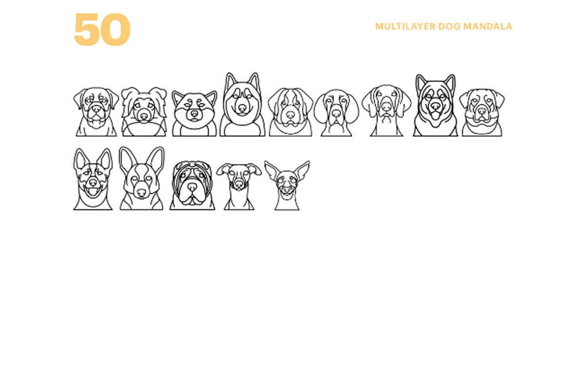50 Multilayer Dog Mandala SVG, an Illustration by ariodsgn