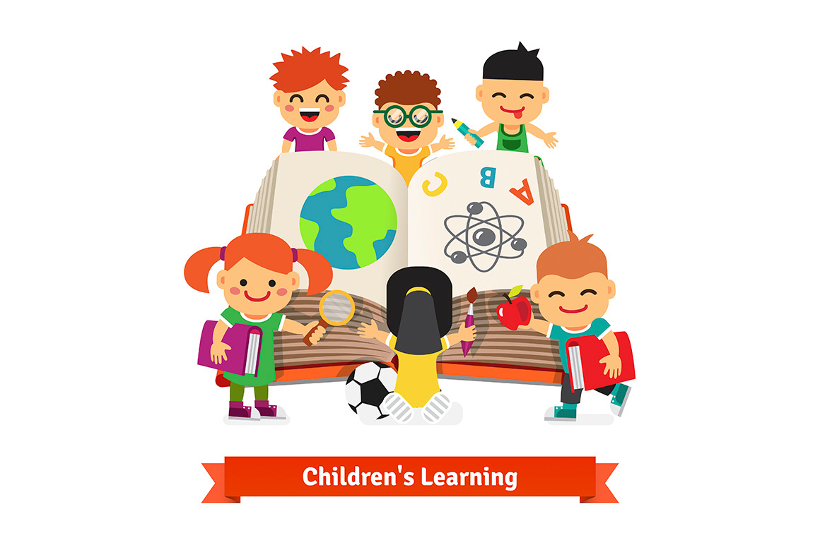 Kids learning together | Education Illustrations ~ Creative Market